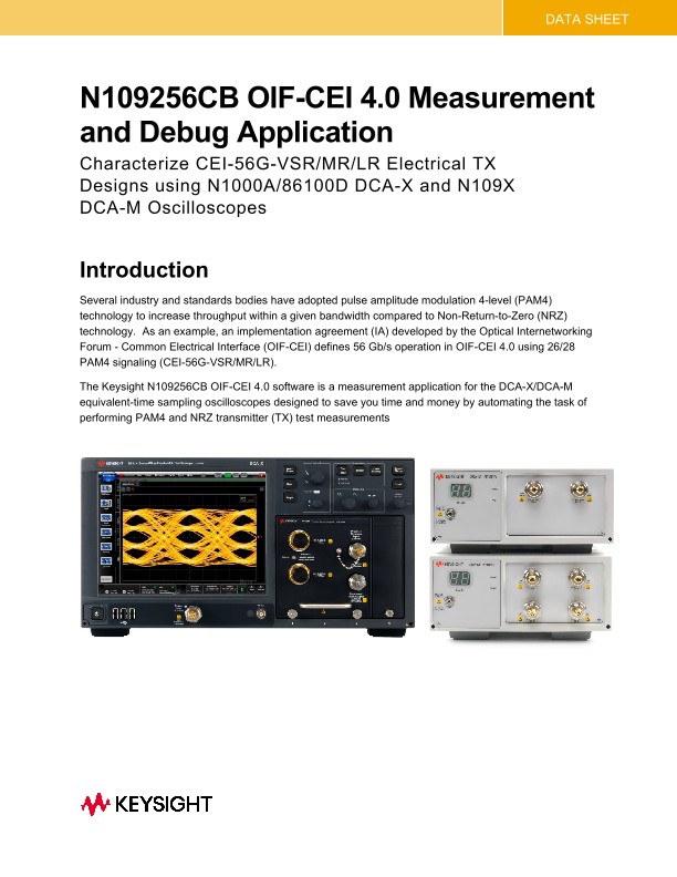 N109256CB OIF-CEI 4.0 Measurement and Debug Application PDF Asset Page | Keysight